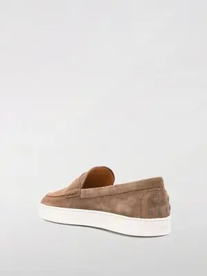 TOD'S Suede Loafers With Embossed Logo - Beige