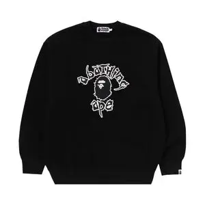 A BATHING APE Mad Ape College Heavy Washed Crewneck - Black