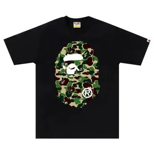 A BATHING APE Abc Camo Big Ape Head Tee /green - Black