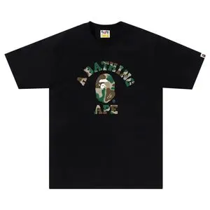 A BATHING APE Liquid Camo College Tee /olive Drab - Black