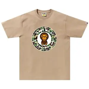 A BATHING APE Abc Camo Milo Busy Works Tee 'beige/green - Tan