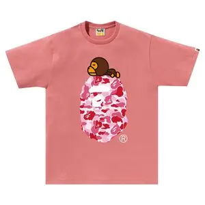 A BATHING APE Abc Camo Milo On Big Ape Tee - Pink