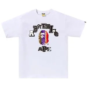 A BATHING APE Fans Scarf College Tee - White
