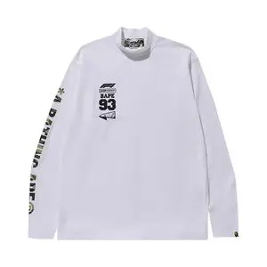 A BATHING APE X F1 Mock Neck Long-sleeve Tee - White