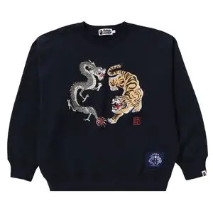 A BATHING APE Japan Culture Tiger And Dragon Crewneck - Blue