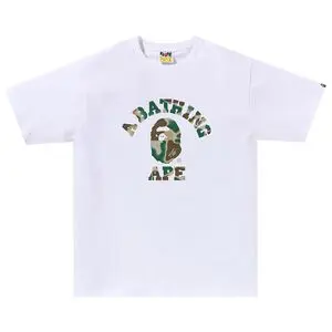 A BATHING APE Liquid Camo College Tee /olive Drab - White