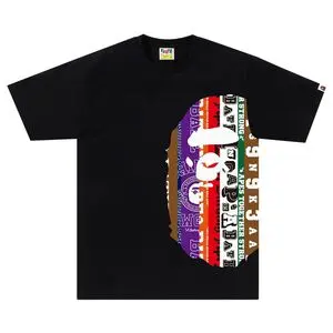 A BATHING APE Fans Scarf Side Big Ape Head Tee - Black