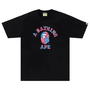 A BATHING APE Liquid Camo College Tee /pink - Black