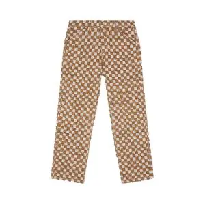 PLEASURES Curfew Checker Work Pants - Brown