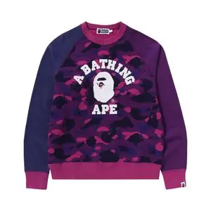 A BATHING APE Color Camo College Crewneck - Purple