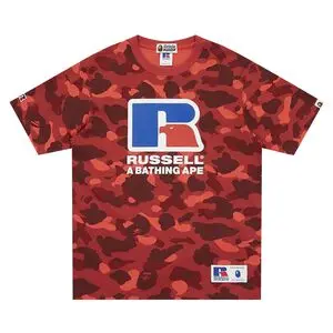 A BATHING APE X Russell Athletic Color Camo Tee - Red