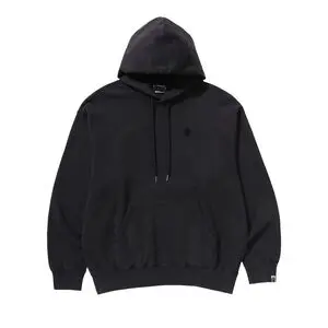 A BATHING APE Ape Head One Point Garment Dye Pullover Hoodie - Black