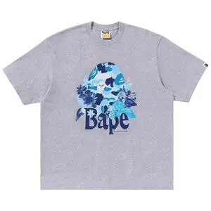 A BATHING APE Floral Big Ape Head Relaxed Fit Tee - Grey