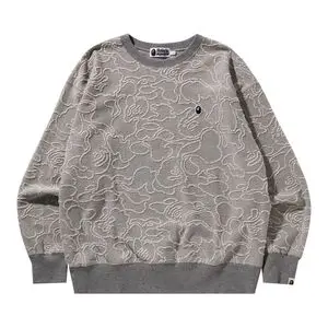 A BATHING APE Neon Camo Jacquard Crewneck - Grey