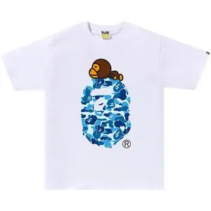 BAPE Abc Camo Milo On Big Ape Tee /blue - White