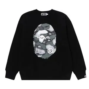 A BATHING APE Liquid Camo Ape Head Relaxed Fit Crewneck Sweatshirt - Black