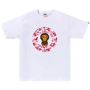 A BATHING APE Abc Camo Milo Busy Works Tee /pink - White