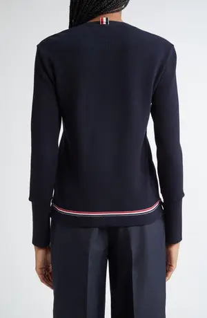 Thom Browne Tricolor Trim V-neck Sweater