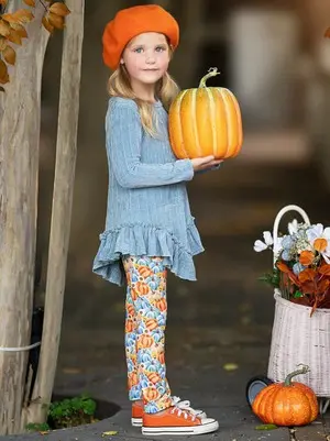 MIA BELLE GIRLS Ruffle Tunic And Pumpkin Legging Set