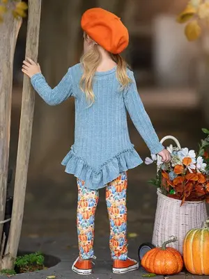 MIA BELLE GIRLS Ruffle Tunic And Pumpkin Legging Set