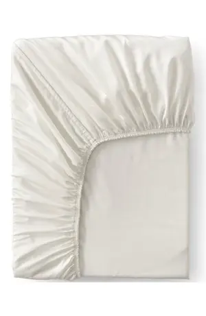 LANDS' END 417 Thread Count Premium Supima Cotton No Iron Sateen Fitted Bed Sheet Ivory