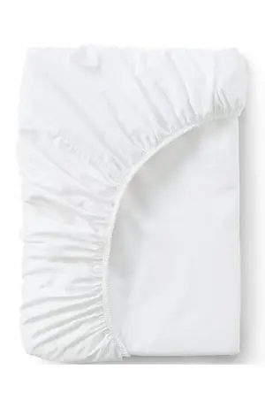 LANDS' END 417 Thread Count Premium Supima Cotton No Iron Sateen Fitted Bed Sheet White