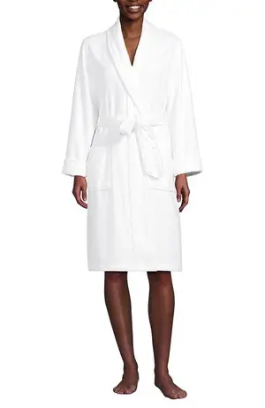 LANDS' END Cotton Terry Knee Length Spa Bath Robe