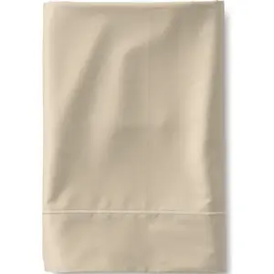 LANDS' END 400 Thread Count Premium Supima Cotton No Iron Sateen Flat Bed Sheet - Light Tan