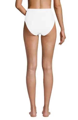 LANDS' END Ribbed High Waisted Bikini Bottom - White Ottoman
