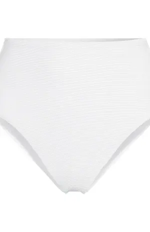 LANDS' END Ribbed High Waisted Bikini Bottom - White Ottoman