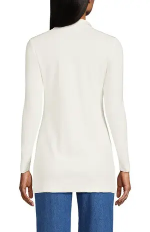 LANDS' END Long Sleeve Ribbed Tunic Shirt - Ivory