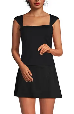 LANDS' END Square Neck Underwire Tankini Top - Black