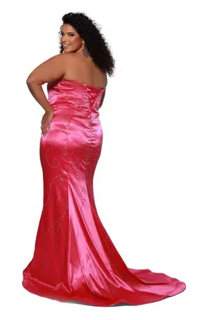 SYDNEY'S CLOSET Strapless Evening Gown - Fuchsia