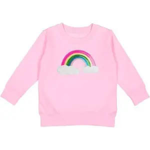 SWEET WINK Rainbow Sequin Patch Crewneck Sweatshirt - Pink