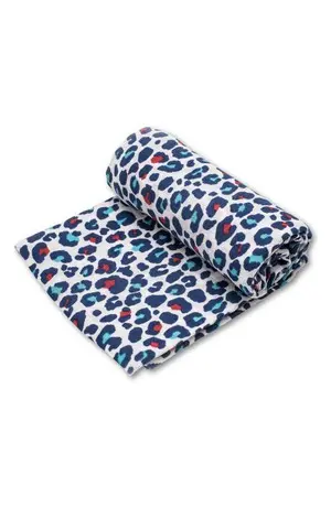 ETTA LOVES Xl Blue Leopard Sensory Organic Cotton Muslin Blanket - Blue Leopard Print