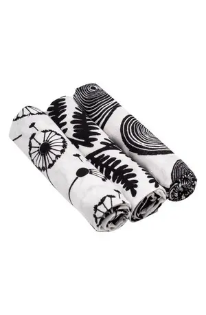 ETTA LOVES 3-pack Plant Sensory Organic Cotton Muslin Blankets - Plant Print