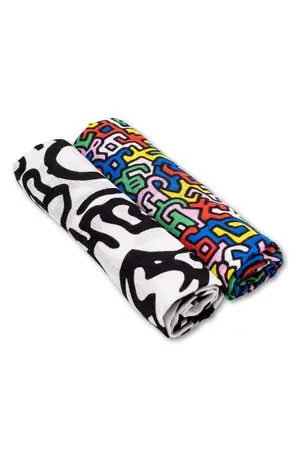 ETTA LOVES Keith Haring 2-pack Organic Cotton Muslin Squares - Kh Print