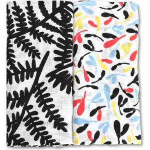 ETTA LOVES Plant Print 2-pack Organic Cotton Muslin Squares - Plant Print Mixed