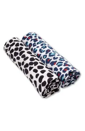 ETTA LOVES 2-pack Animal Sensory Organic Cotton Muslin Blankets - Animal Print Mixed