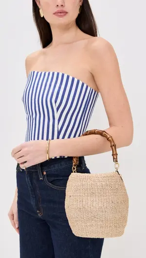 Clare V. Pot De Miel Raffia Top Handle Bag - Natural