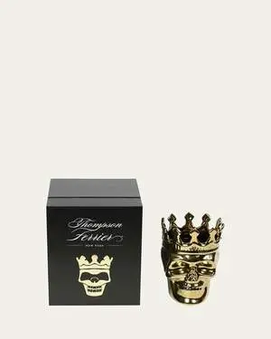 THOMPSON FERRIER Golden Bonaparte Skull Candle, 23.3 Oz. Wood Charmel Scent - Gold