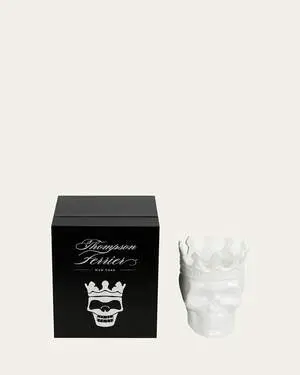 THOMPSON FERRIER Louise Skull Candle, 23.3 Oz. Rose De Vents Scent - White