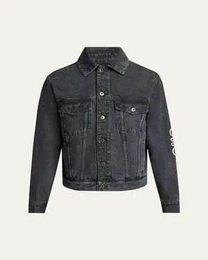 Loewe Anagram Elbow Denim Trucker Jacket - Black