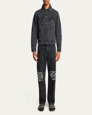 Loewe Anagram Elbow Denim Trucker Jacket - Black