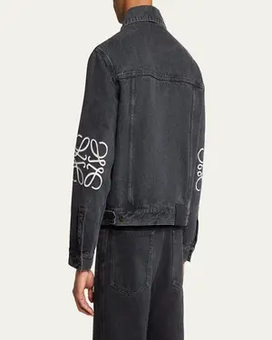 Loewe Anagram Elbow Denim Trucker Jacket - Black