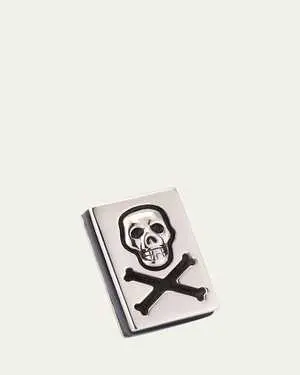 JAN LESLIE Skull And Crossbones Lapel Pin - Sterling Silver