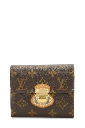 LOUIS VUITTON Monogram Canvas Joey Wallet Brown