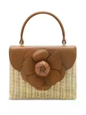 Oscar De La Renta Flower Appliqué Tote Bag - Neutrals