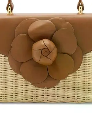 Oscar De La Renta Flower Appliqué Tote Bag - Neutrals
