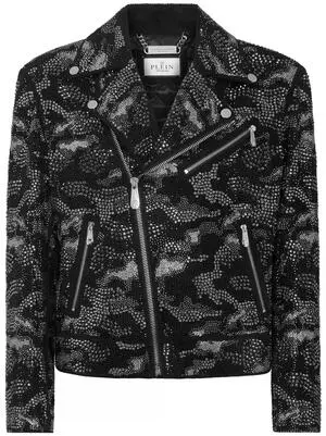 Philipp Plein Camouflage Biker Jacket - Black